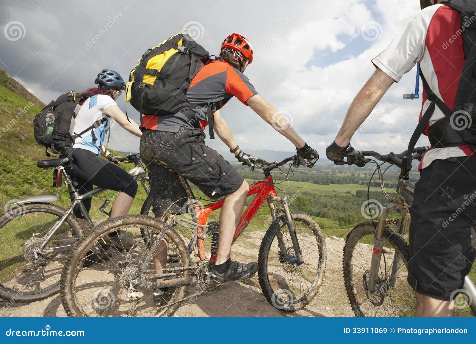 Three Cyclists on Countryside Track Stock Image - Image of lifestyle ...