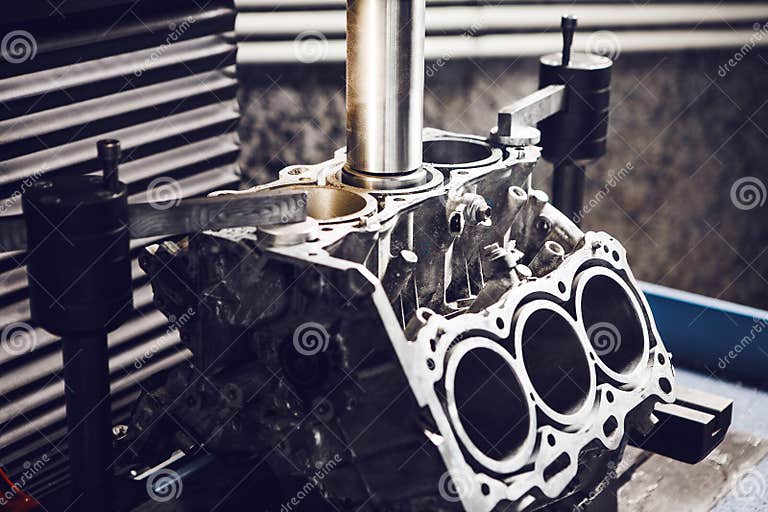 Three-cylinder Engine Repair on CNC Machine, Boring Under the Piston ...