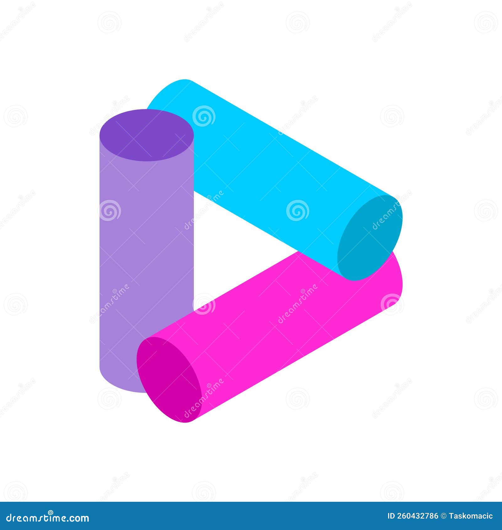 Three Cylinders Make a Triangle. Impossible Penrose Esher Figure ...