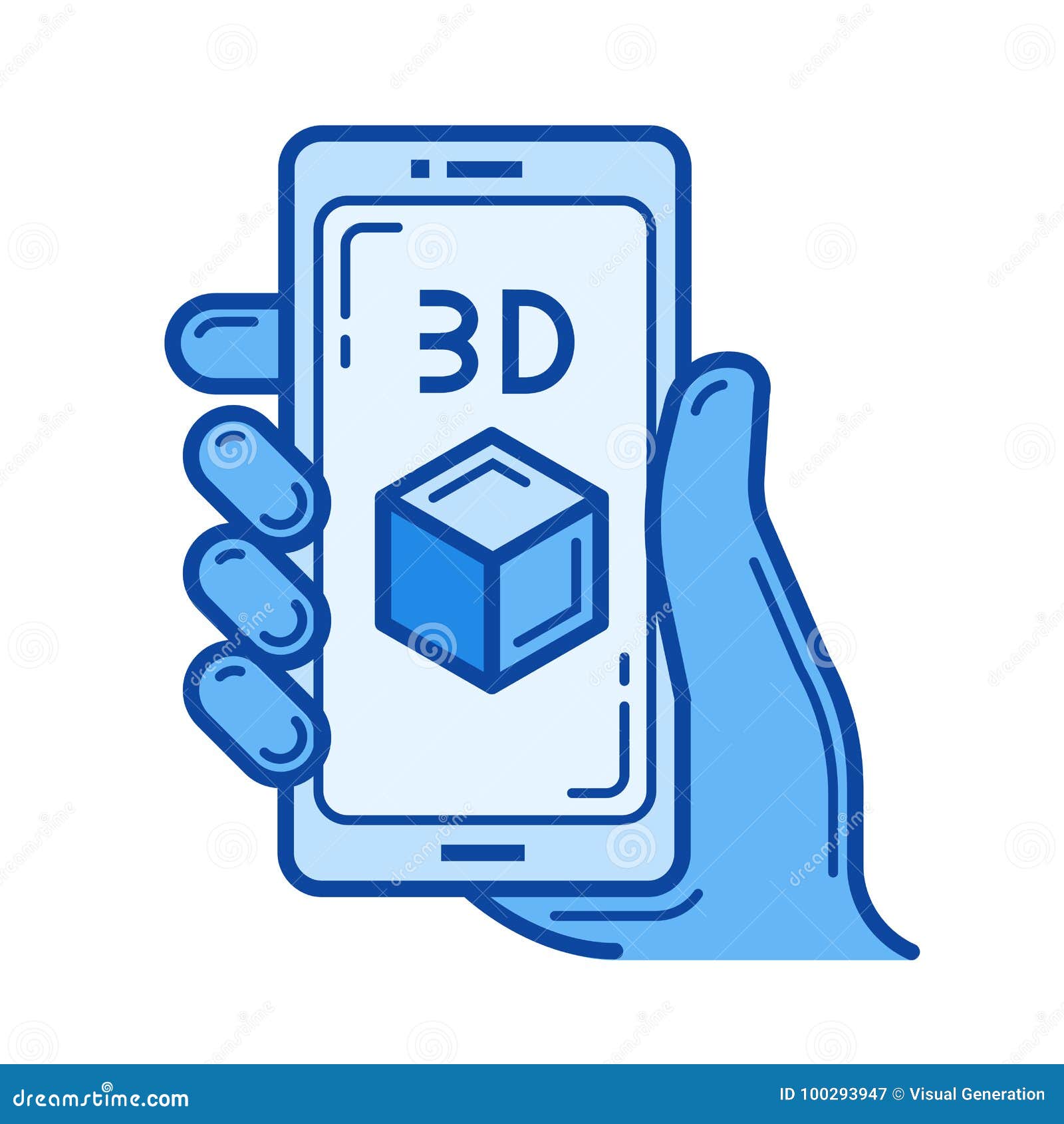 Three d design line icon. stock vector. Illustration of drawn - 100293947