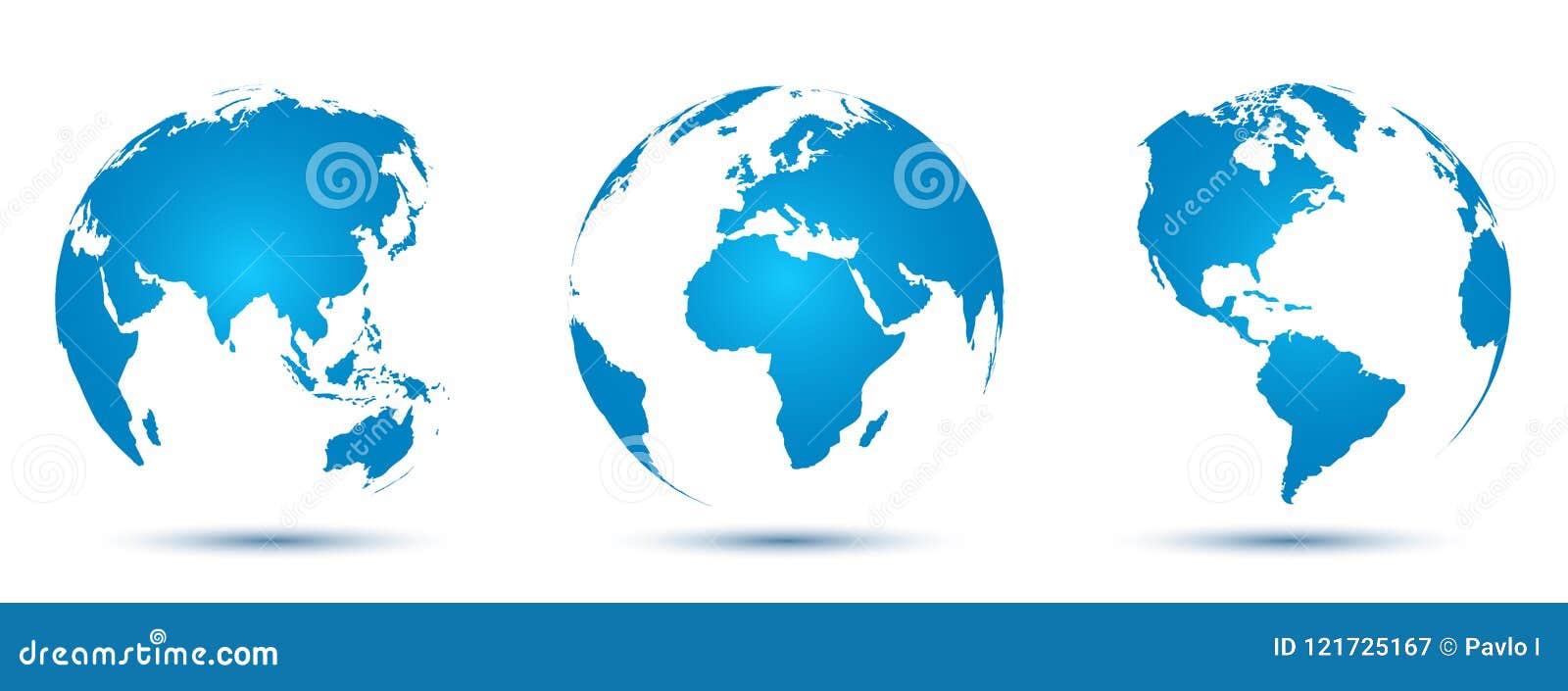 Three 3D Globes with World Maps - Vector Stock Vector - Illustration of ...