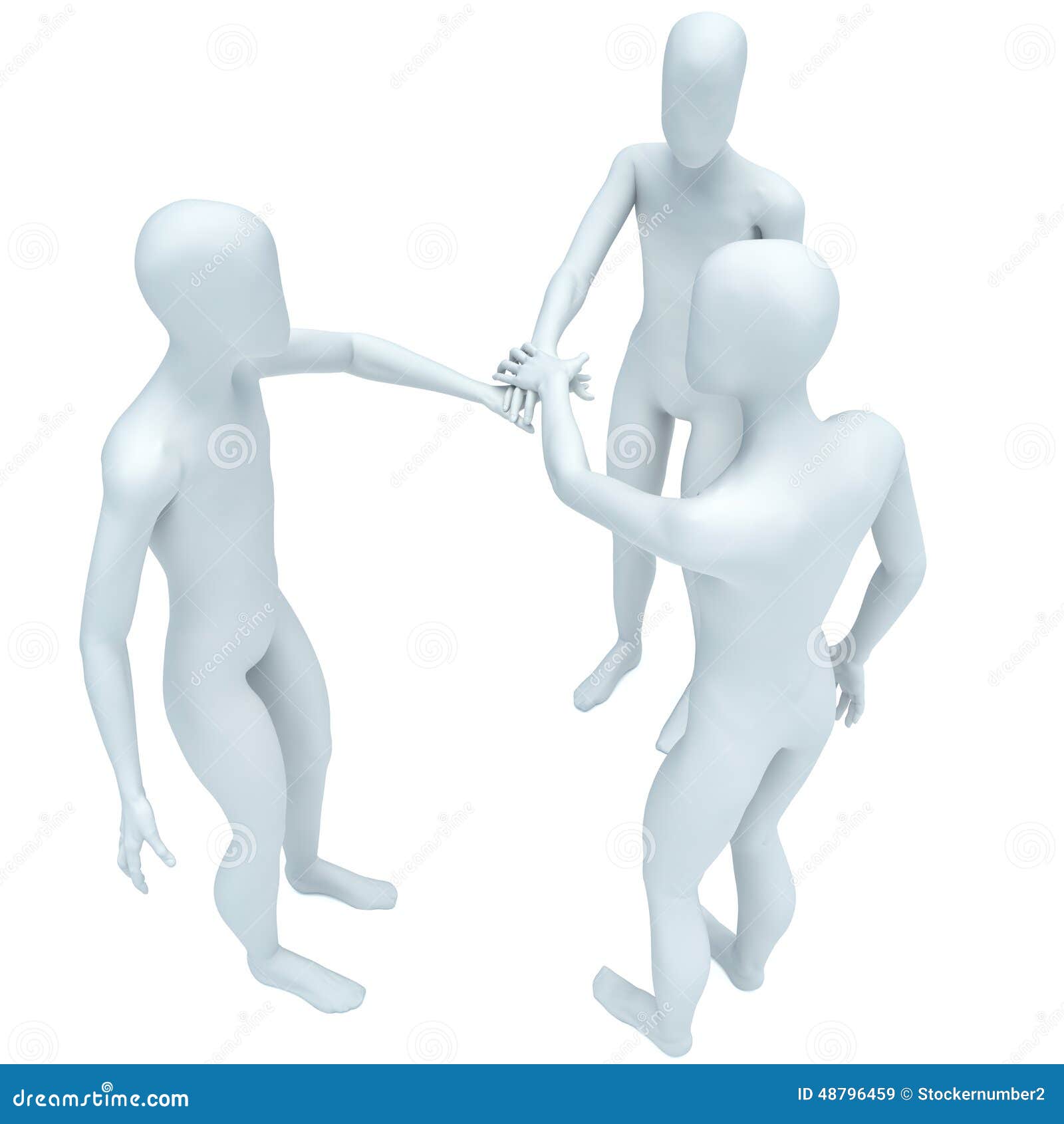 Three 3d Humans. Teamwork Concept Stock Illustration - Illustration of ...