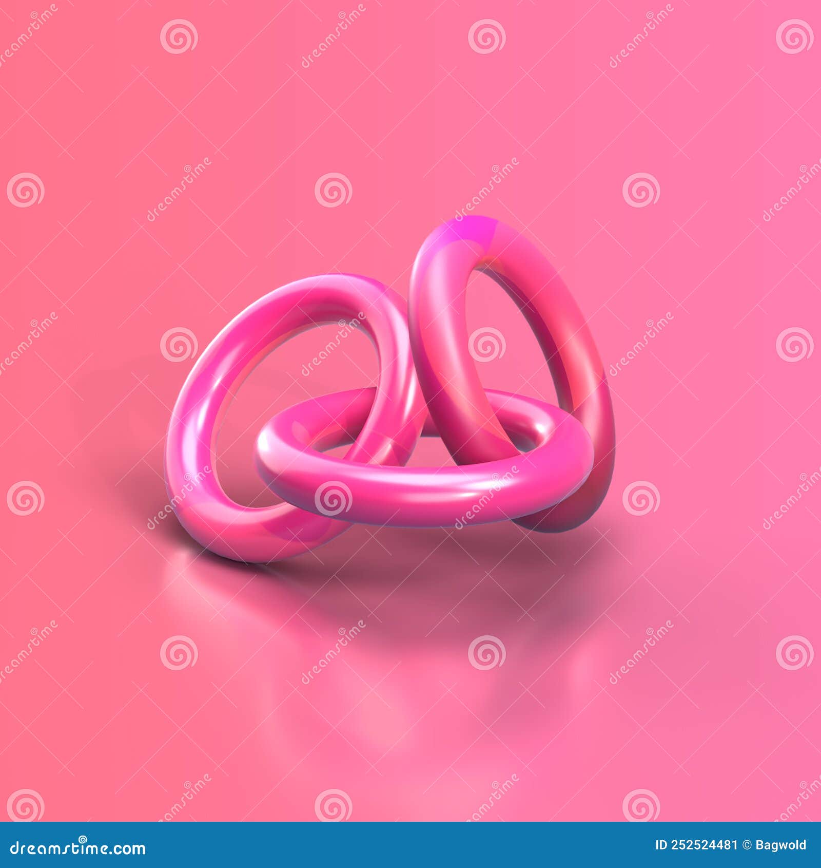 Three 3D Interlocking Rings on a Pink Background, 3D Render Stock ...