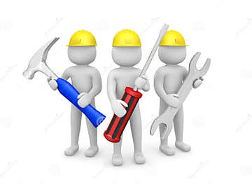 Three 3d Man - People with the Tools in the Hands of. 3d Image Stock ...