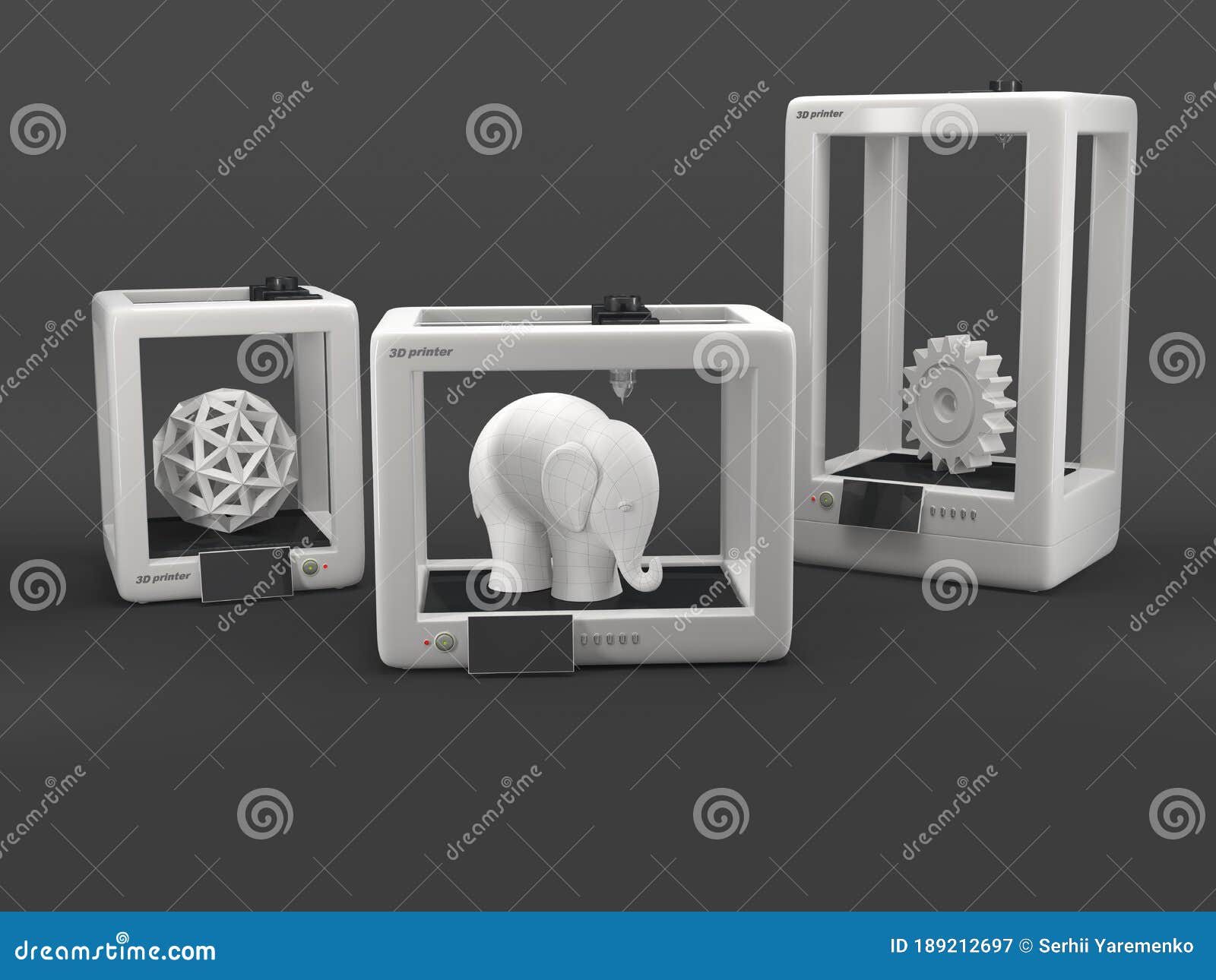Three 3D Printers Royalty-Free Stock Photo | CartoonDealer.com #189212697