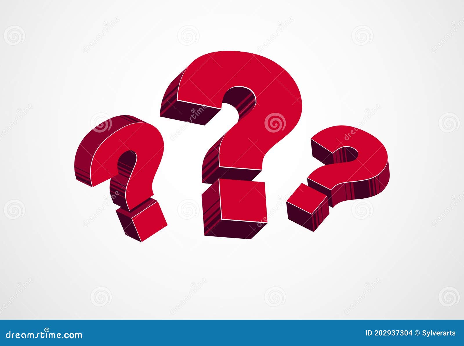 Three 3D Question Marks Query Symbol Vector Icon. Stock Vector ...