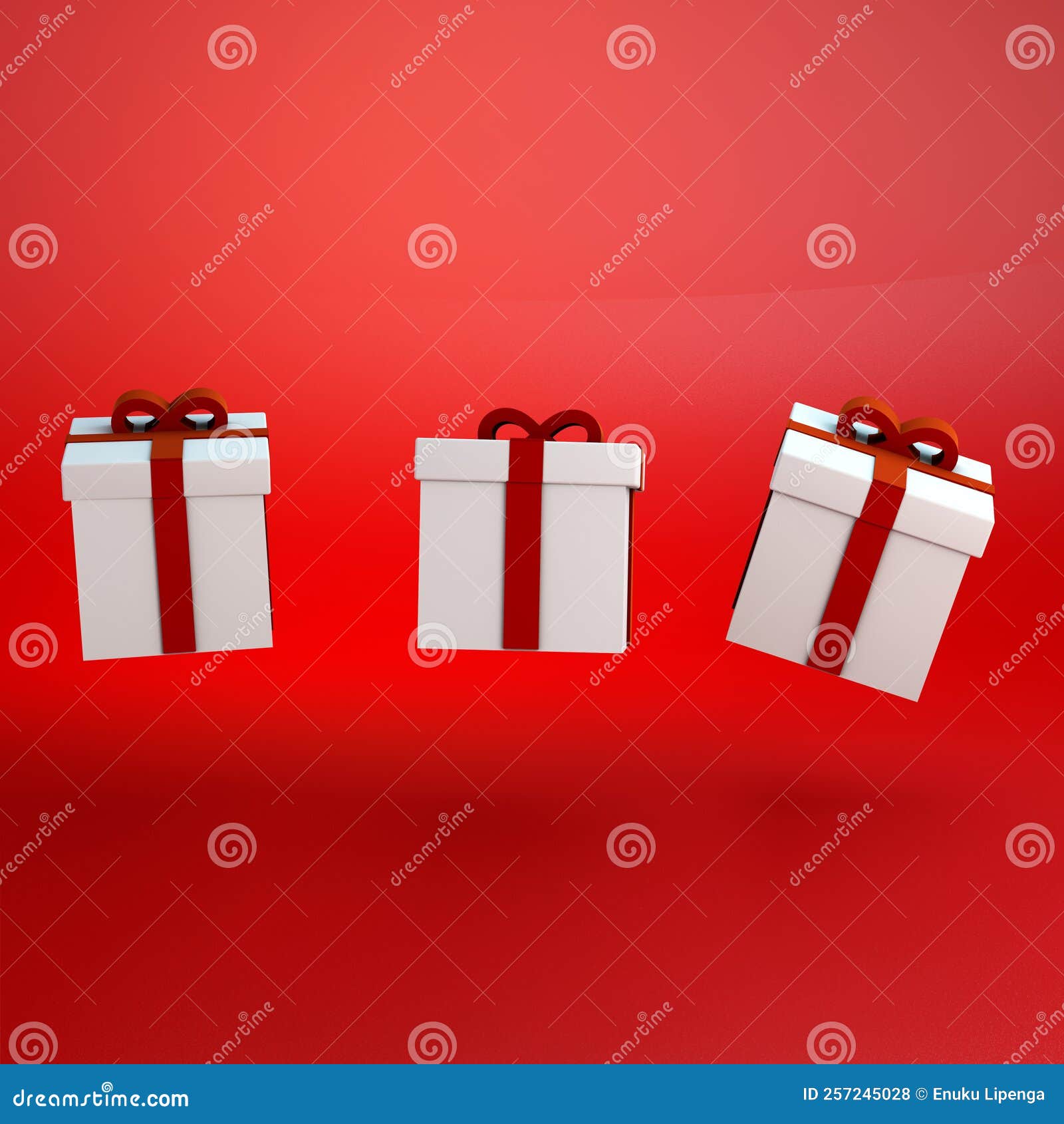 Three 3D Rendered Red and White Gift Boxes Stock Illustration ...
