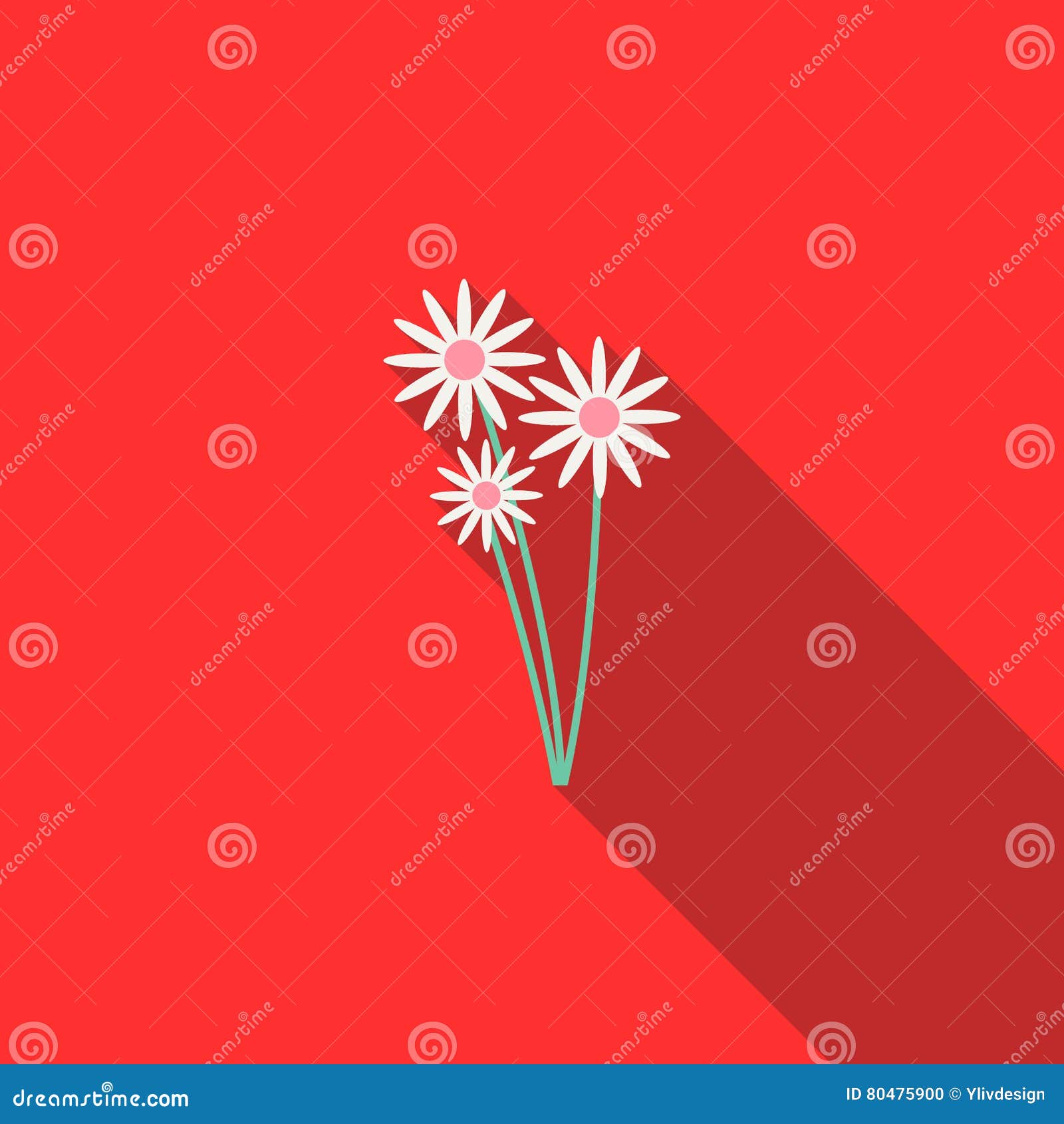 Three Daisies Icon, Flat Style Stock Vector - Illustration of daisy ...