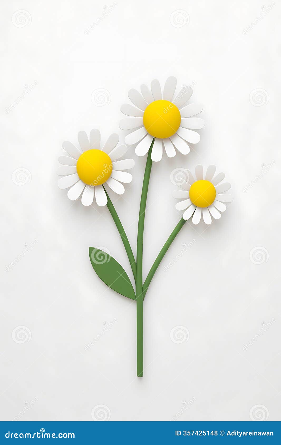 Three Daisies on a White Background Minimalist Floral Artwork Design ...