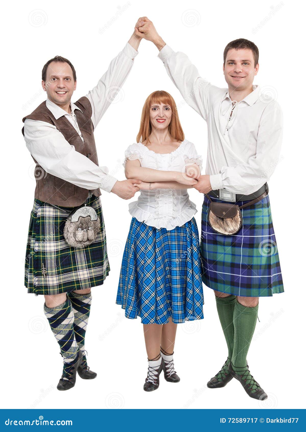 Three Dancers in Clothing for Scottish Dance Stock Image - Image of ...