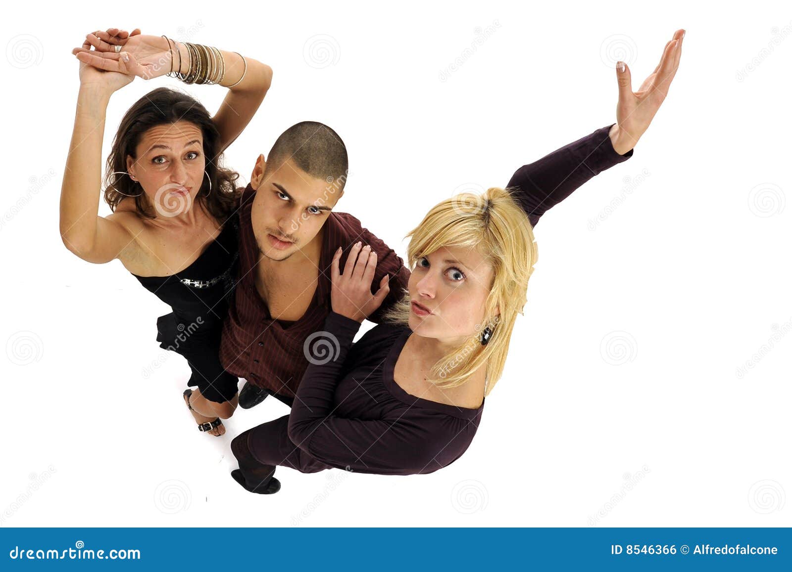 Three dancing friends stock photo. Image of people, handsome - 8546366