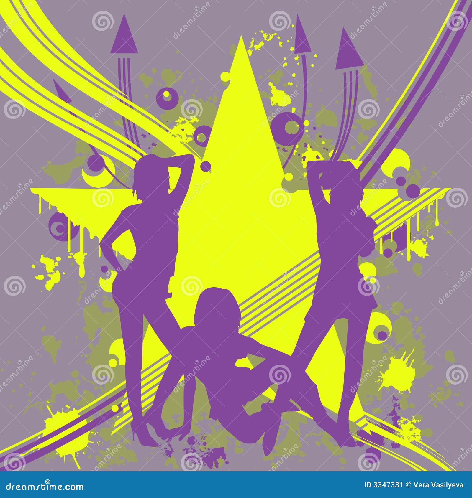 Three Dancing Elegant Women, Full Length. Trio Of Dancers In Beautiful ...