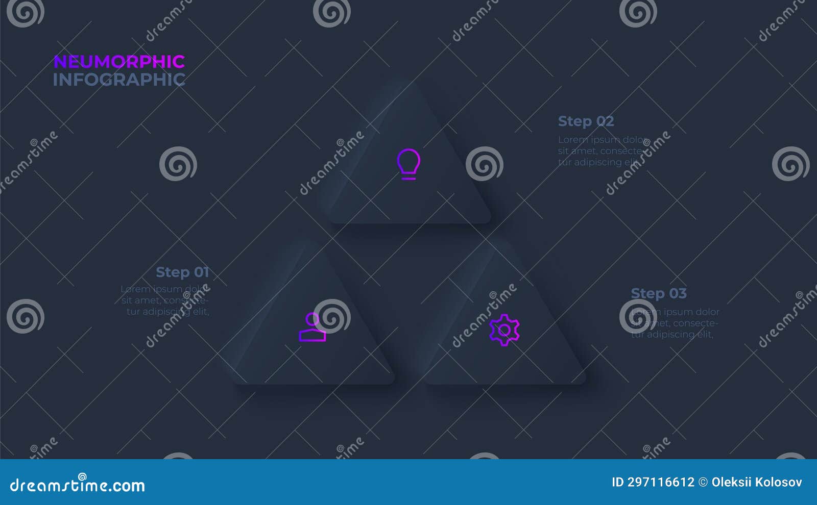 Dark Neumorphic Cycle Diagram For Infographic. Skeuomorph Concept With ...