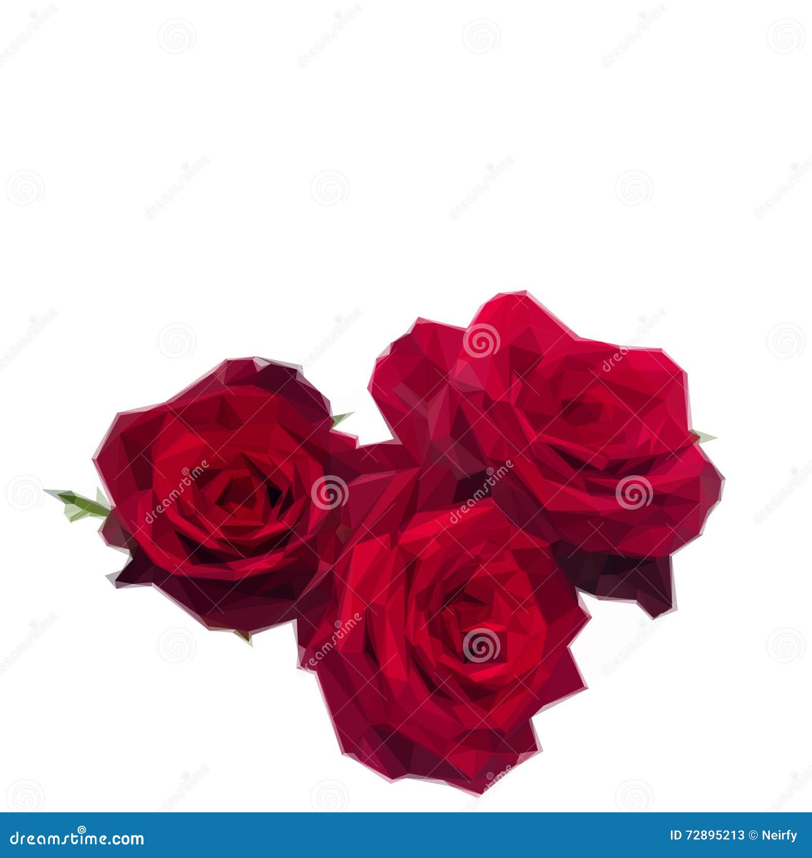 Three dark red roses stock vector. Illustration of gift - 72895213