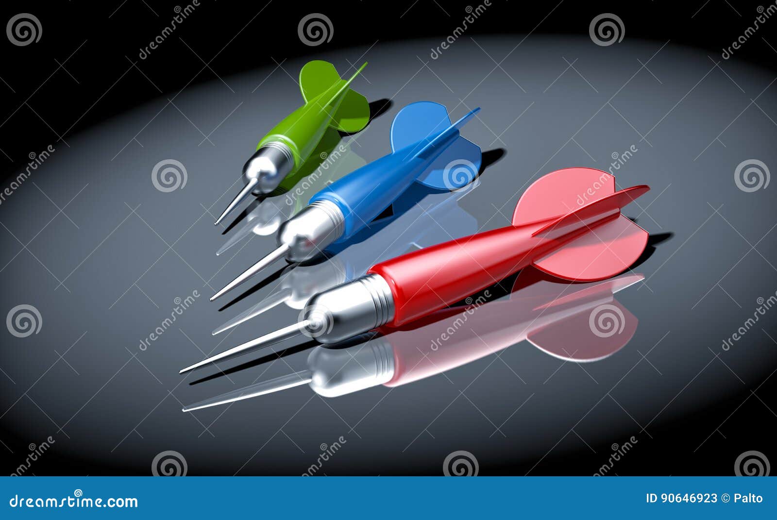 Three Darts Hitting A Bullseye On A Dartboard Stock Image ...