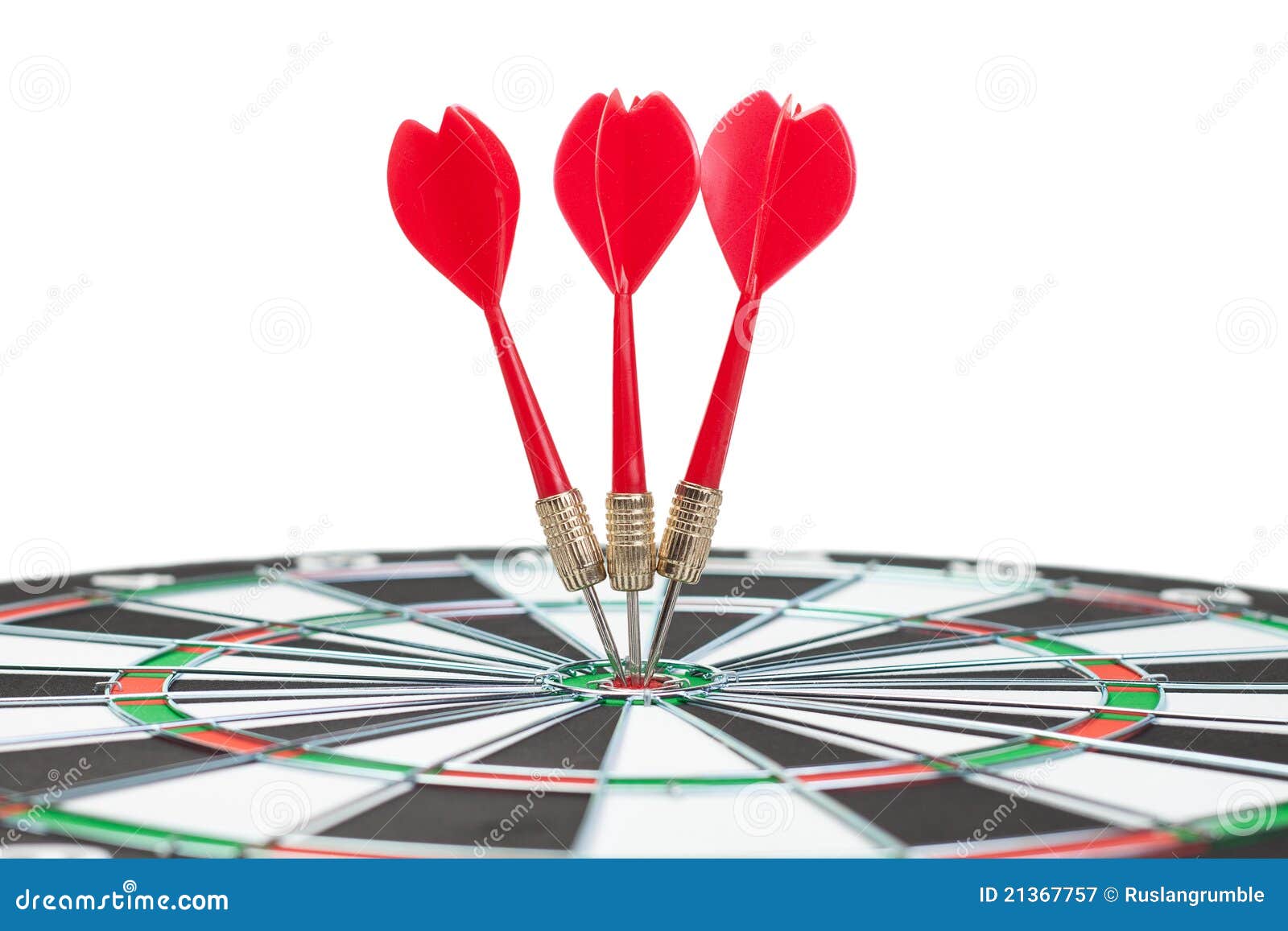 Target With Three Red Dart Focus On Bull`s Eye, Setting Challenging ...