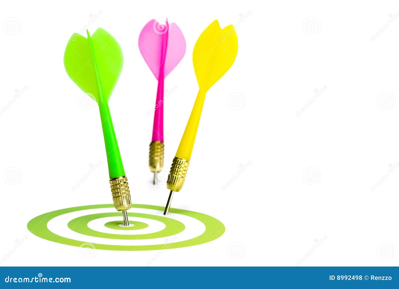 Three Darts and a Target. Isolated on White. Stock Photo - Image of ...