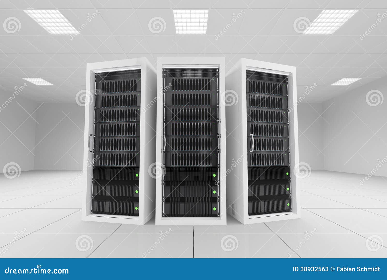 Three Data Racks in Server Room Stock Illustration - Illustration of ...