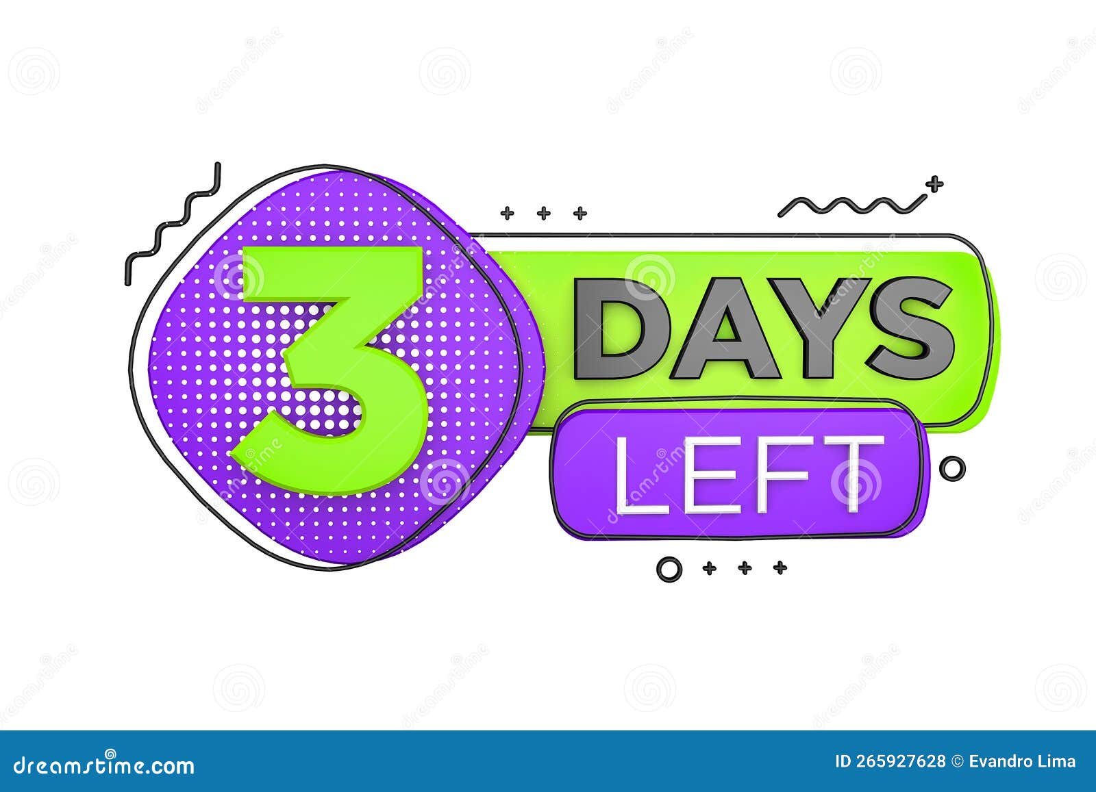 Three Days Left. Left Days Countdown Banner in 3D. Sales Time Count ...
