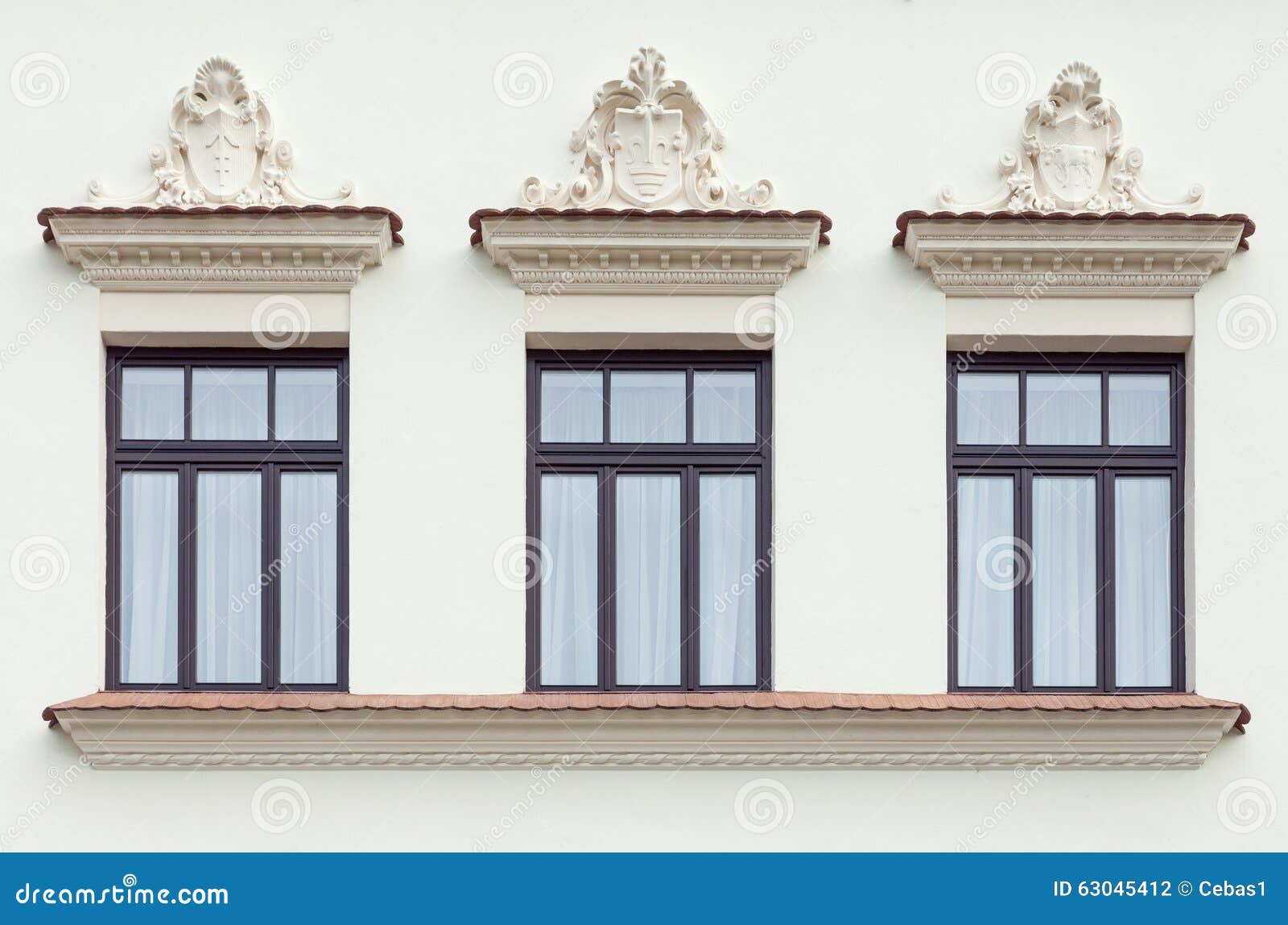Three Decorated Palace Windows Stock Photo - Image of royal, building ...