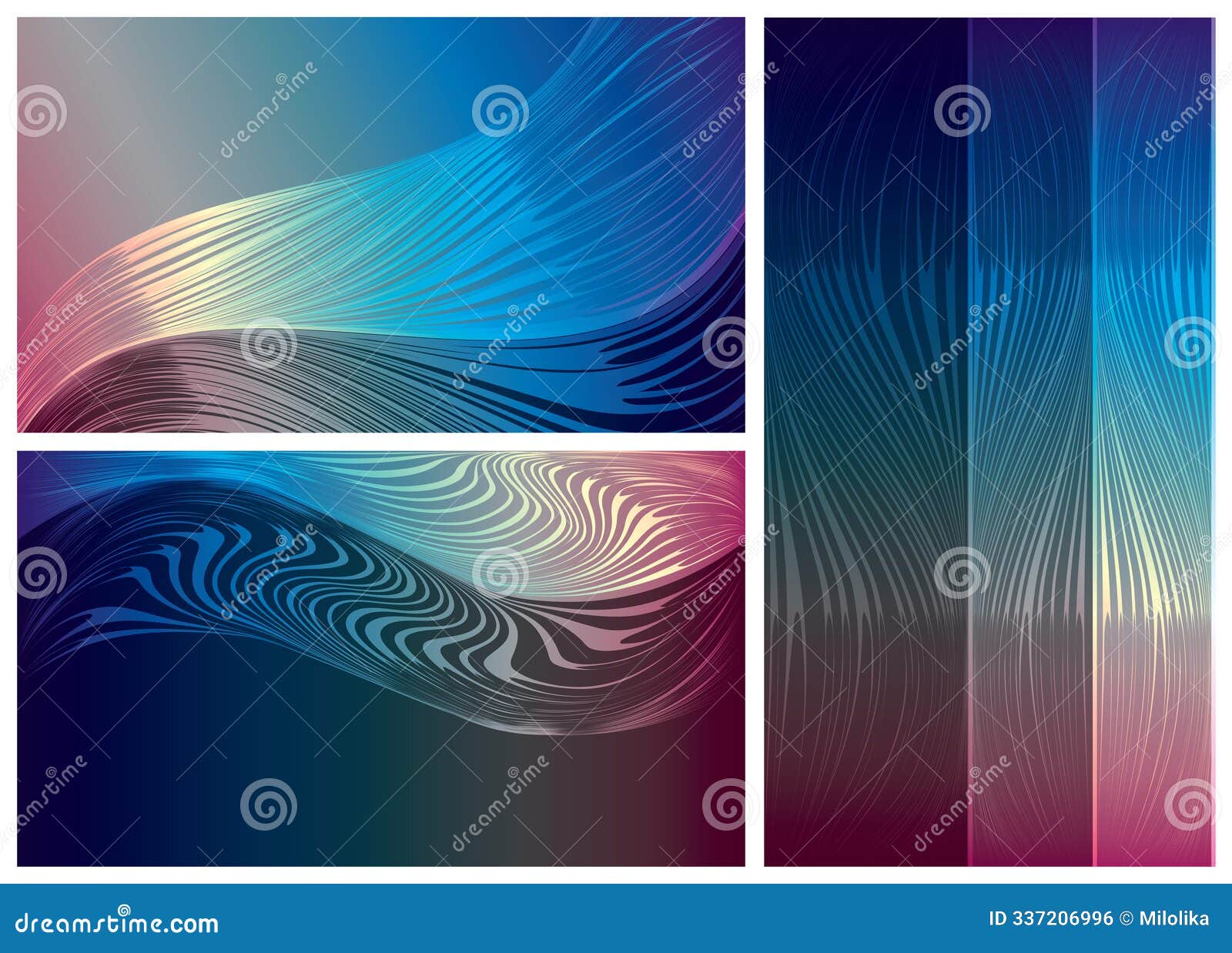 Set of Abstract Spectral Gradient Backgrounds. Stock Illustration ...