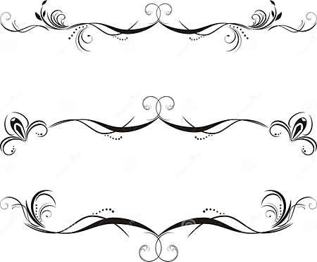 Three Decorative Floral Borders Stock Vector - Illustration of objects ...