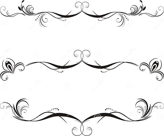 Three Decorative Floral Borders Stock Vector - Illustration of objects ...
