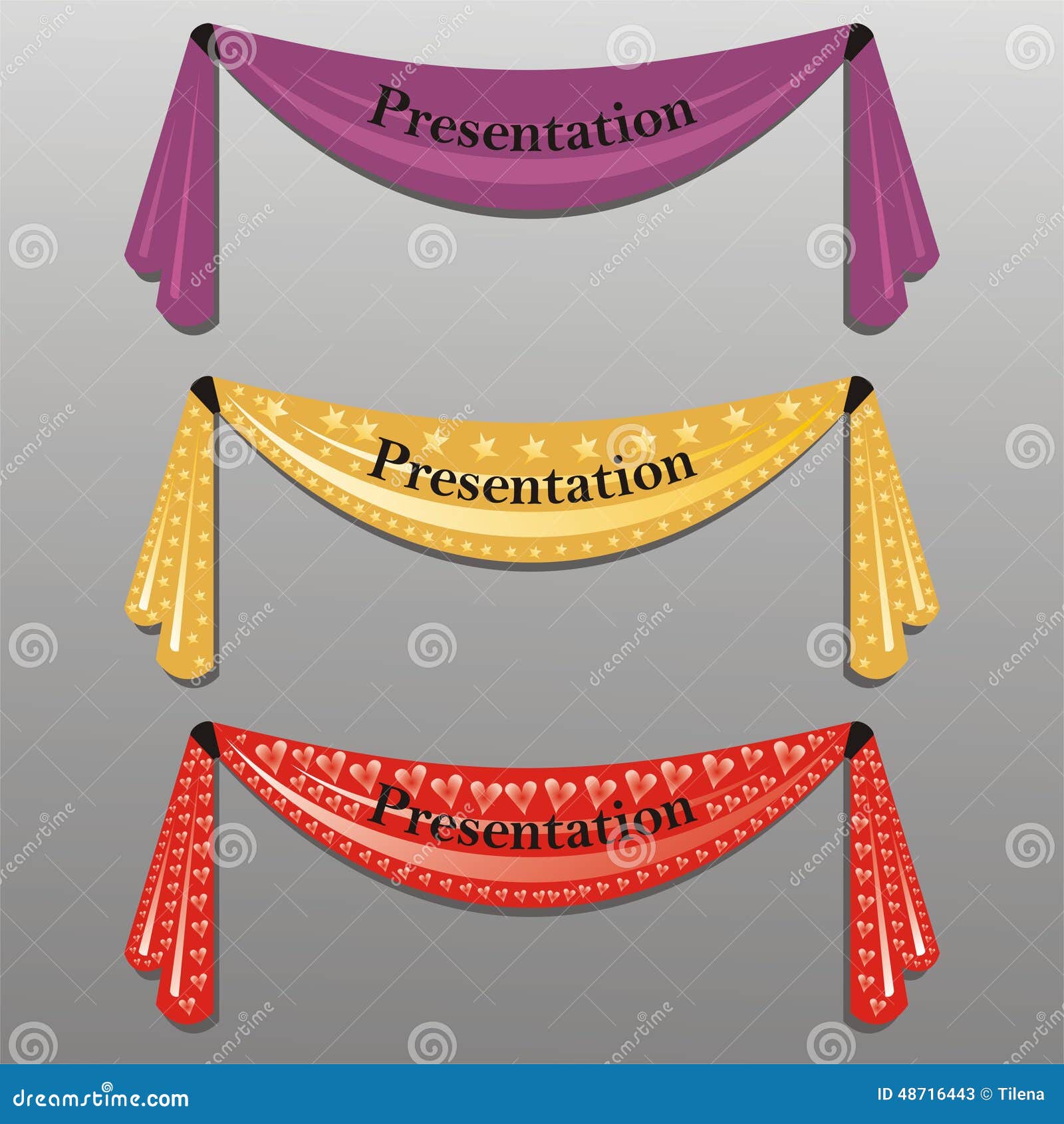 Three decorative ribbons stock vector. Illustration of colors - 48716443