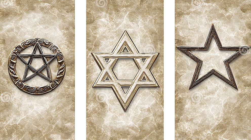 Three Decorative Star Symbols on Textured Background Stock Image ...