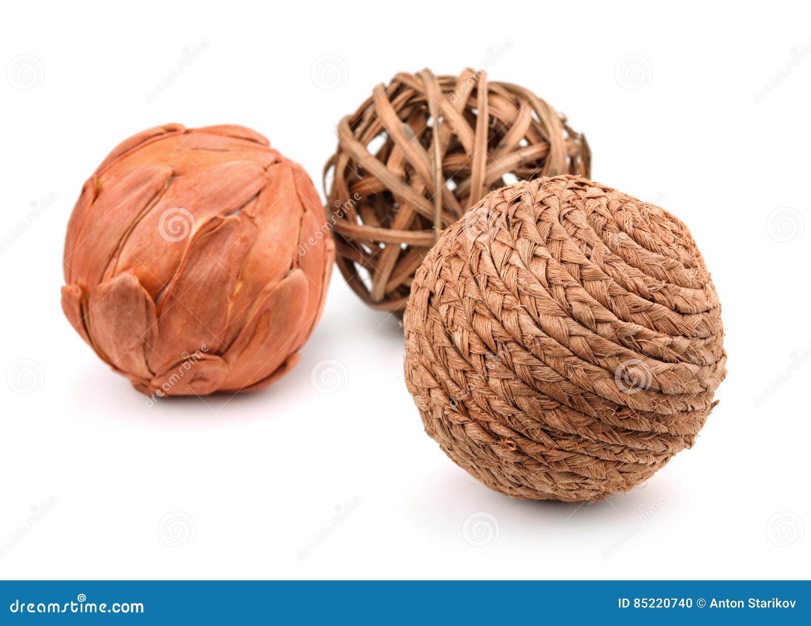 Three Decorative Wicker Balls Stock Photo - Image of nature, christmas ...