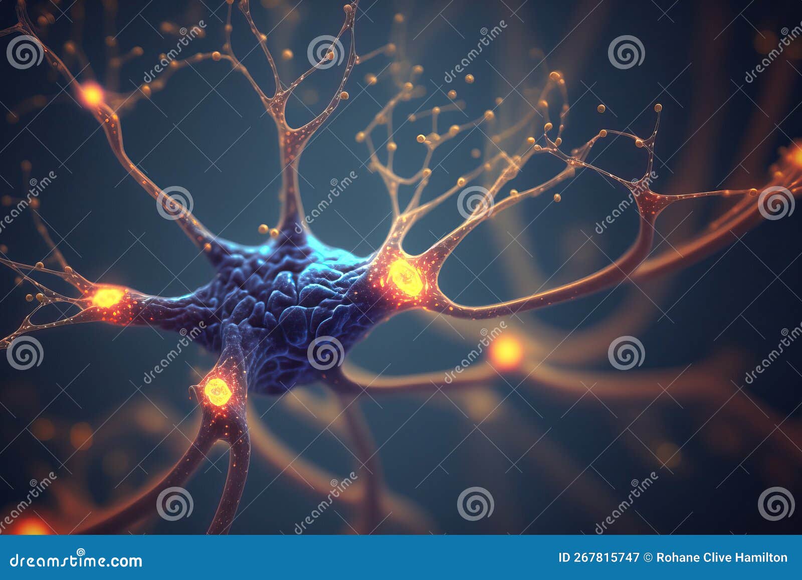 Neurons and Synapse Like Stuctures Depicting Brain Chemistry, Generative AI Stock Illustration ...
