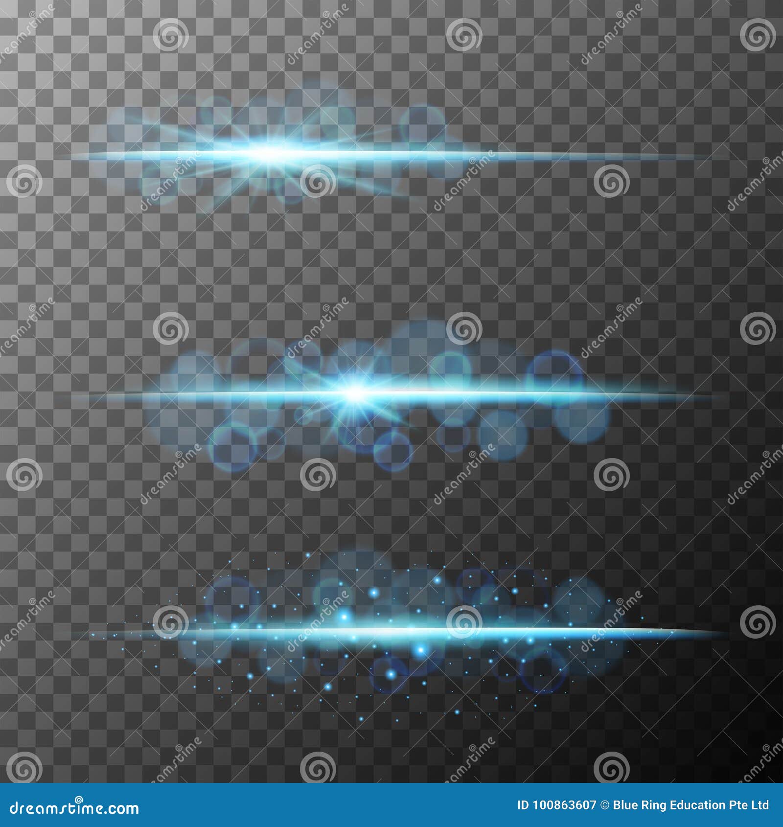 Three Designs of Blue Beam Lights Stock Vector - Illustration of ...