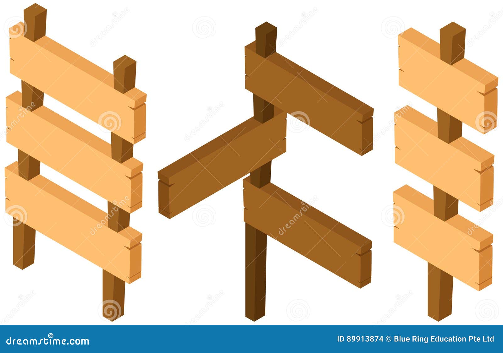 Three Designs of Wooden Signs Stock Illustration - Illustration of ...