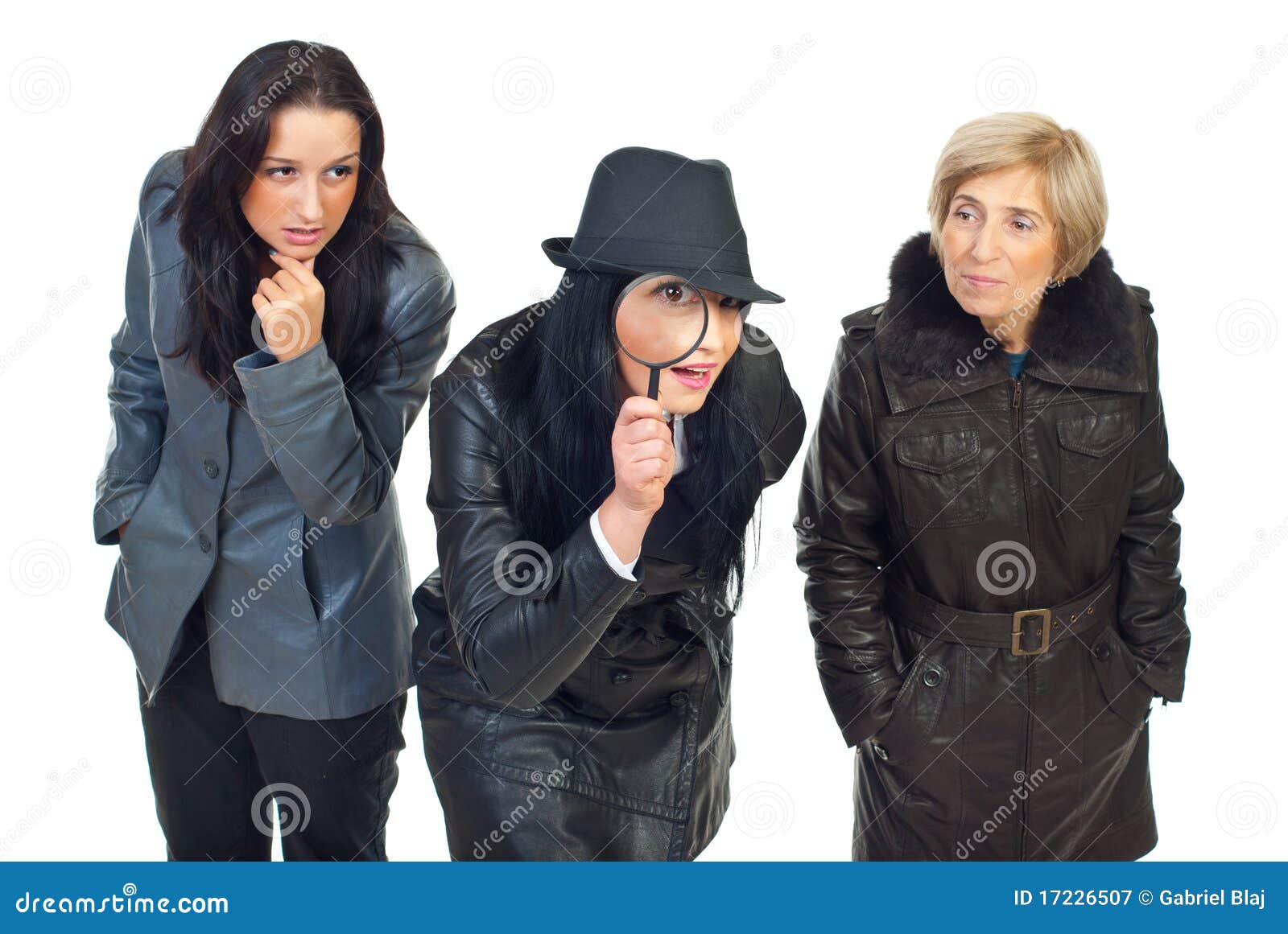 Three detectives women stock image. Image of looking - 17226507