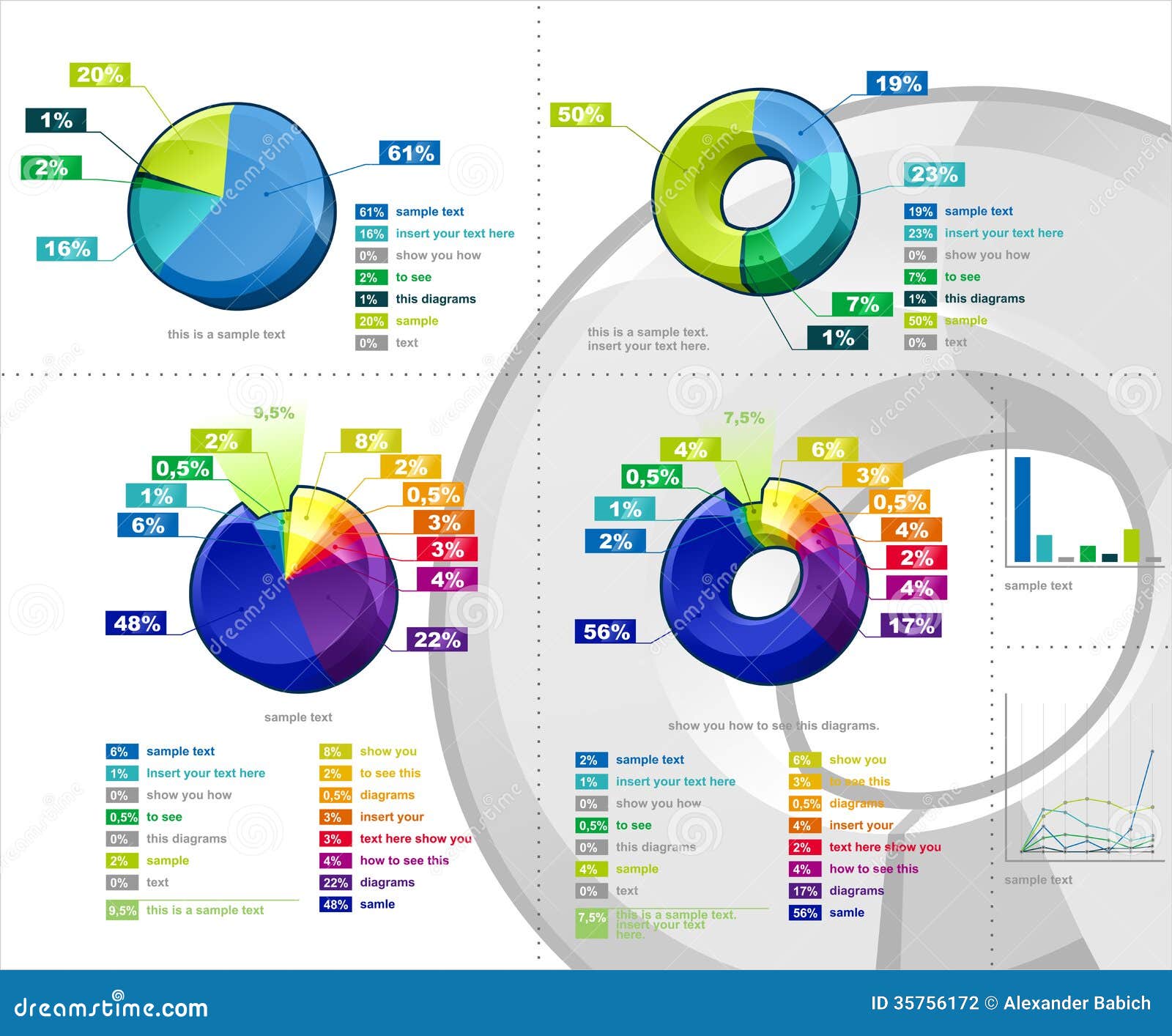 Three-diagram stock vector. Illustration of concepts - 35756172