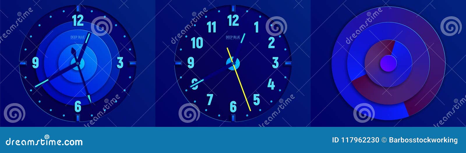 Three dials of clock stock vector. Illustration of gradient - 117962230