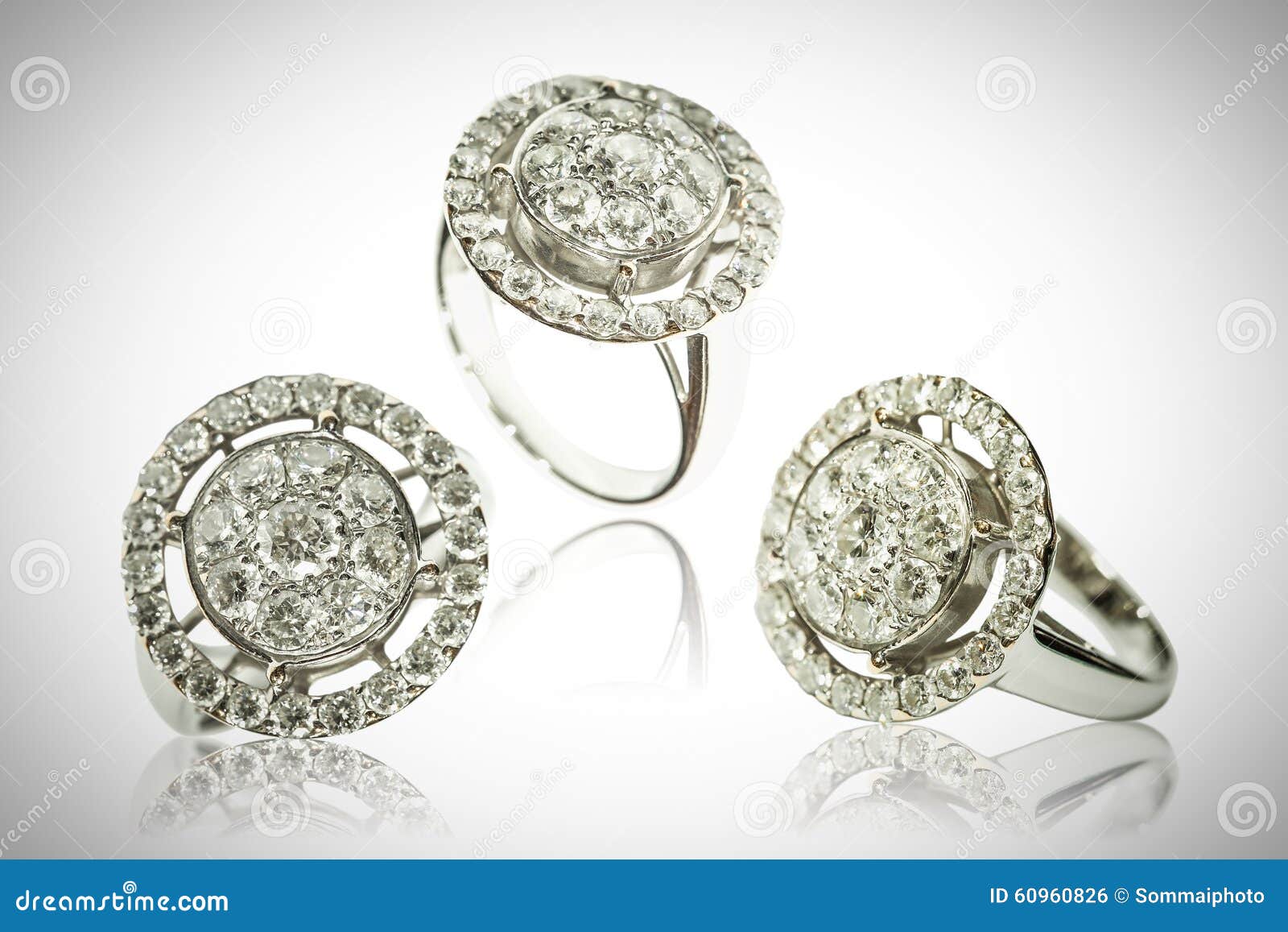 Three Diamond Rings Isolated on White Stock Photo - Image of passion ...