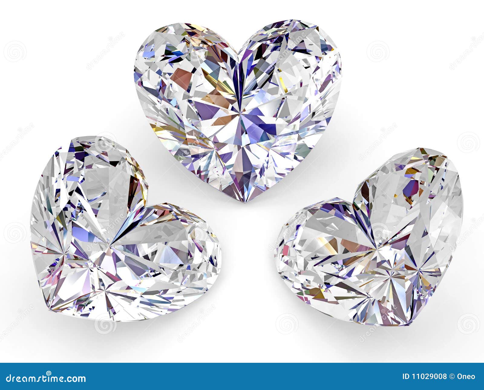Three Diamonds in the Shape of Heart on White Stock Illustration ...