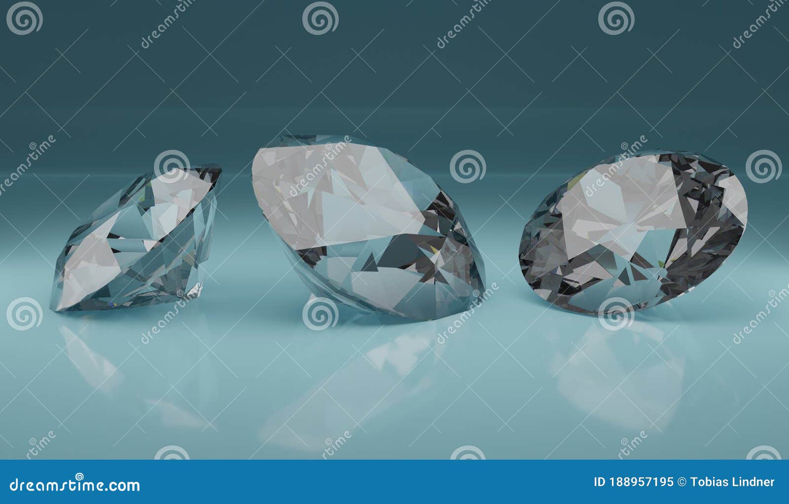Three Diamonds On Purple Background - Cgi Render Image 3D Stock ...