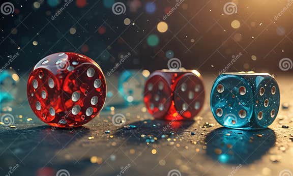 Three Dice with Different Colors and Shapes Stock Illustration - Illustration of boke, holiday ...