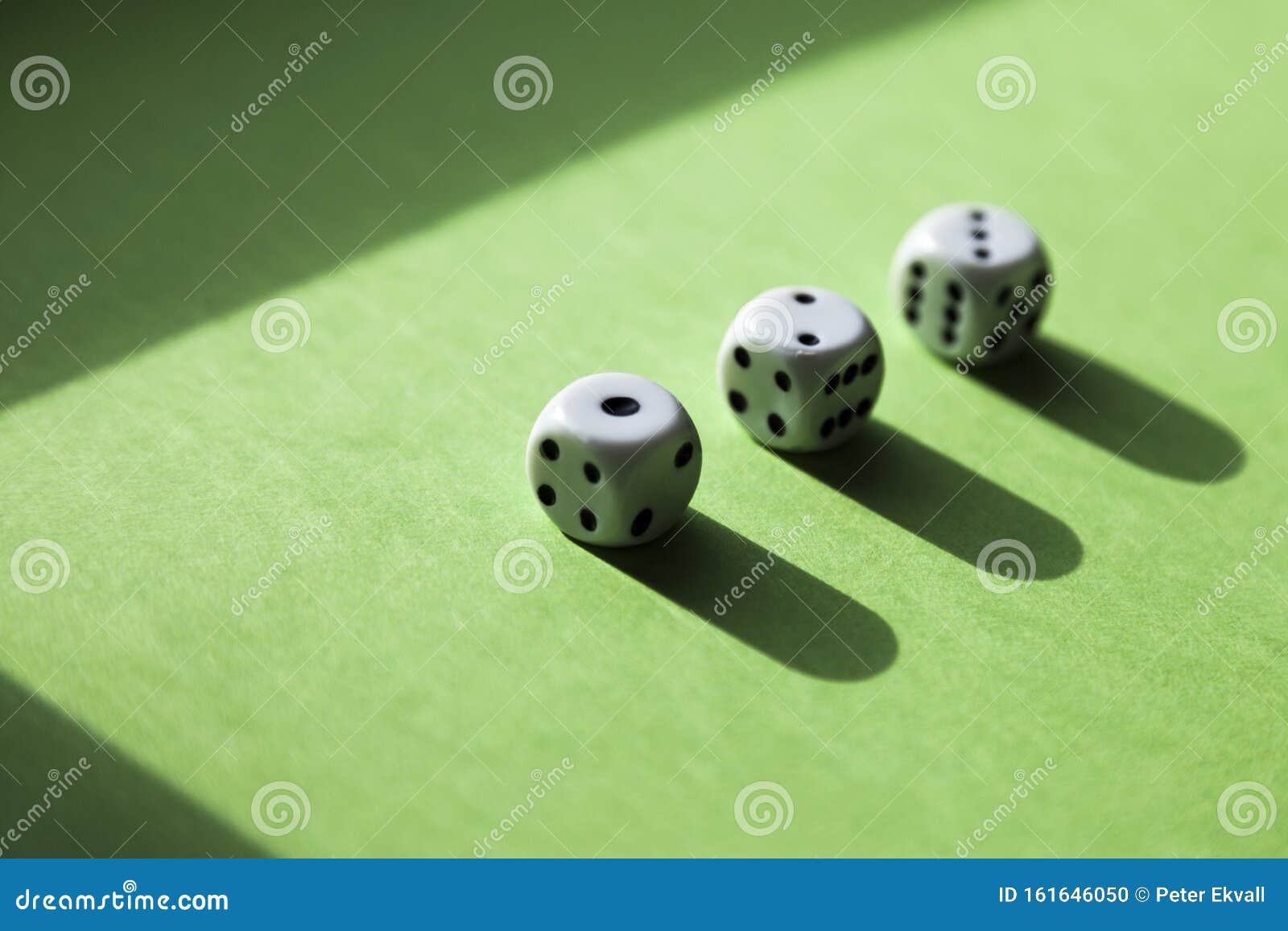 Three Dice in a Row with the Numbers Stock Photo - Image of green ...