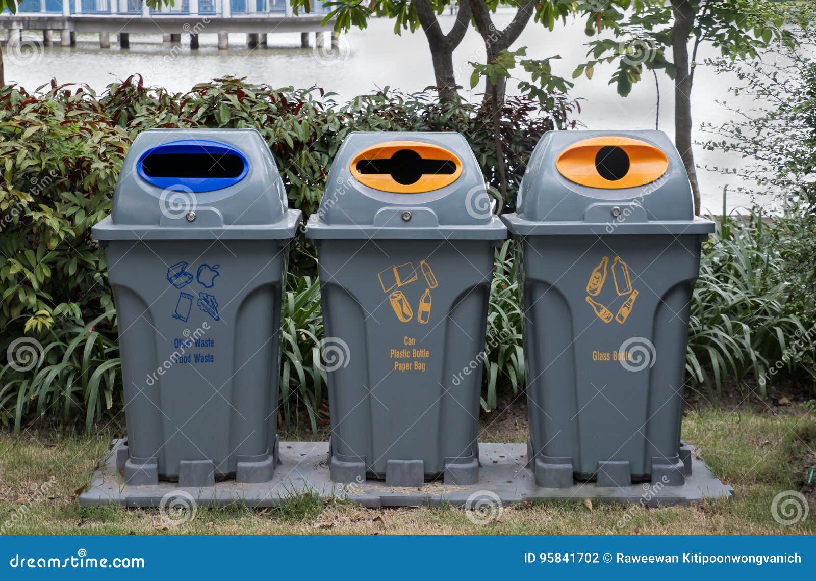 Three Difference Kind of Recycle Bin for Separating Plastic, Can, Paper ...