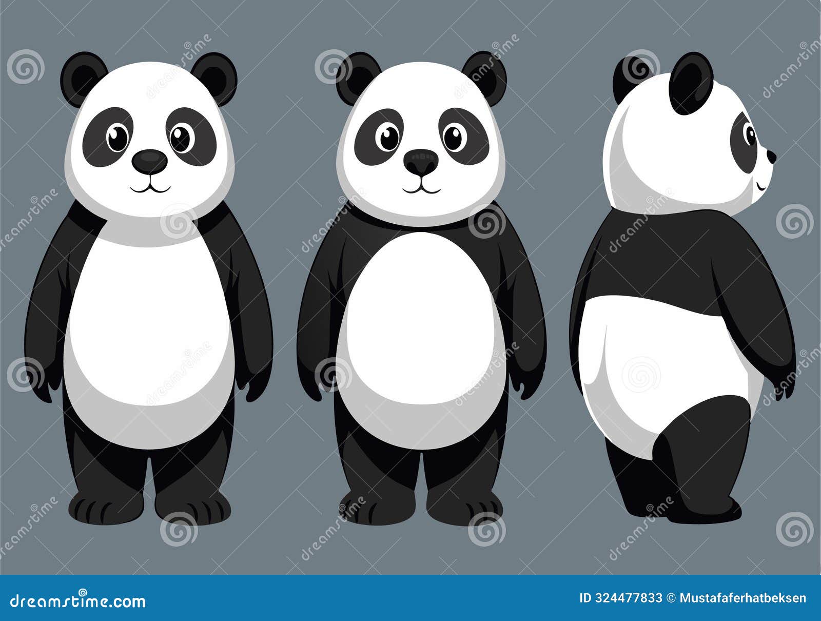 Three Different Angles of a Panda Bear Stock Illustration ...
