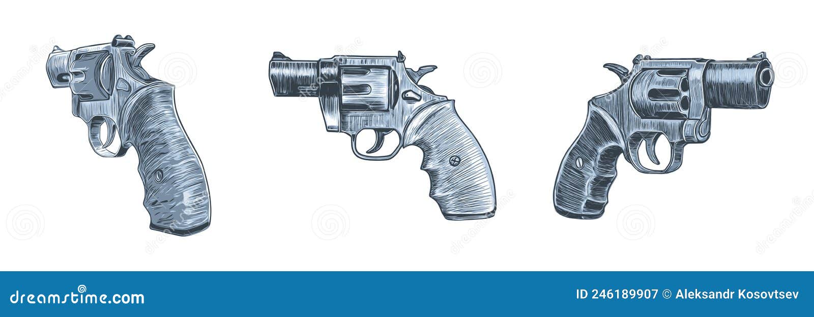 Three Different Angles of the Revolver Stock Vector - Illustration of ...