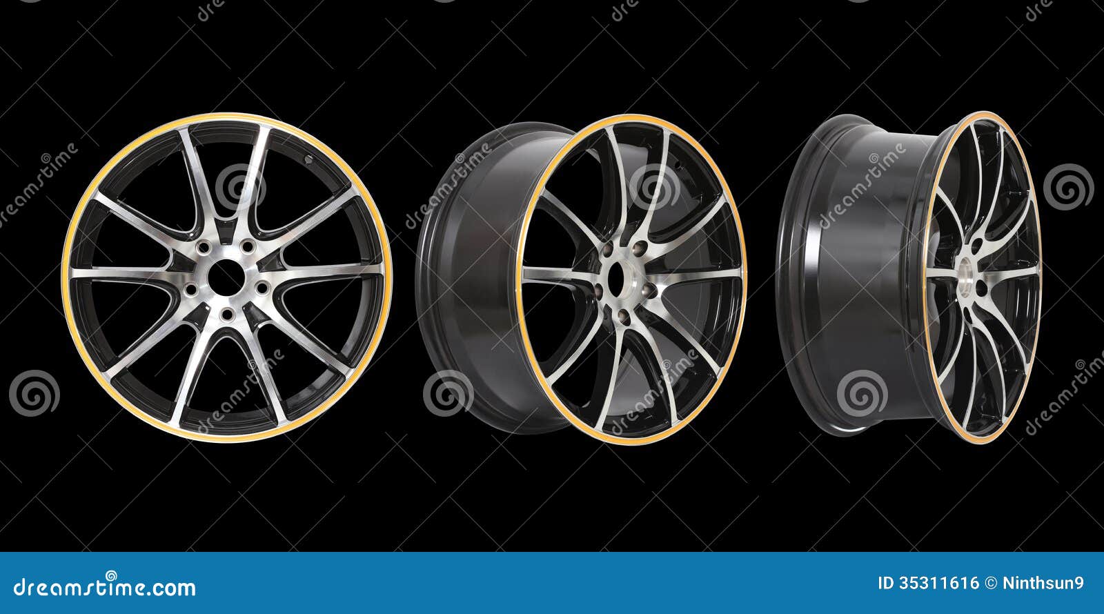 Three Different Angles Rims Stock Illustration - Illustration of spoke ...