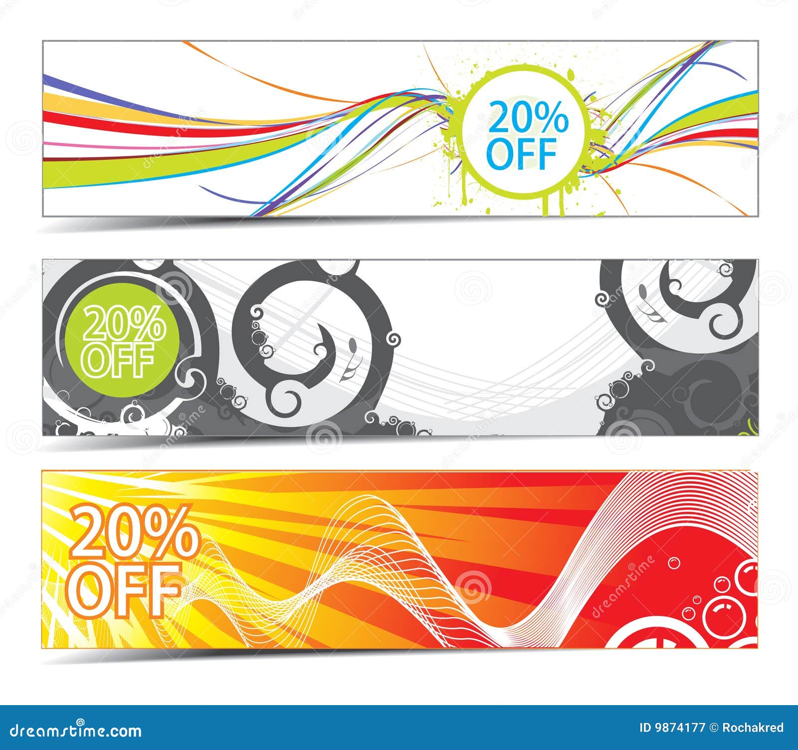 Three different banners stock vector. Illustration of rainbow - 9874177