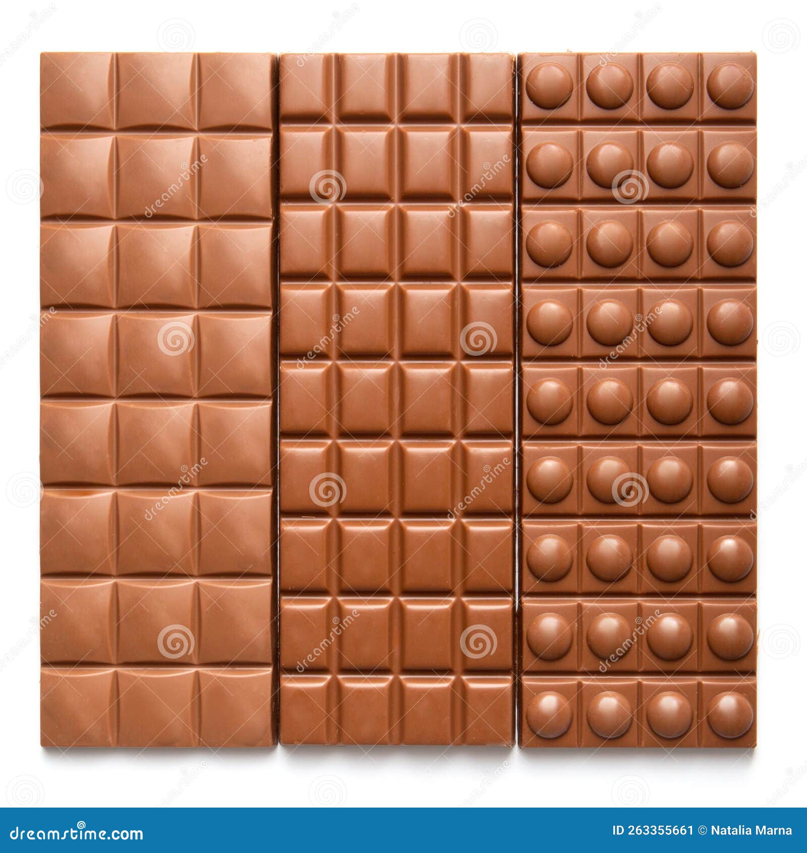 Three Different Bars of Chocolate White Background Stock Image - Image ...
