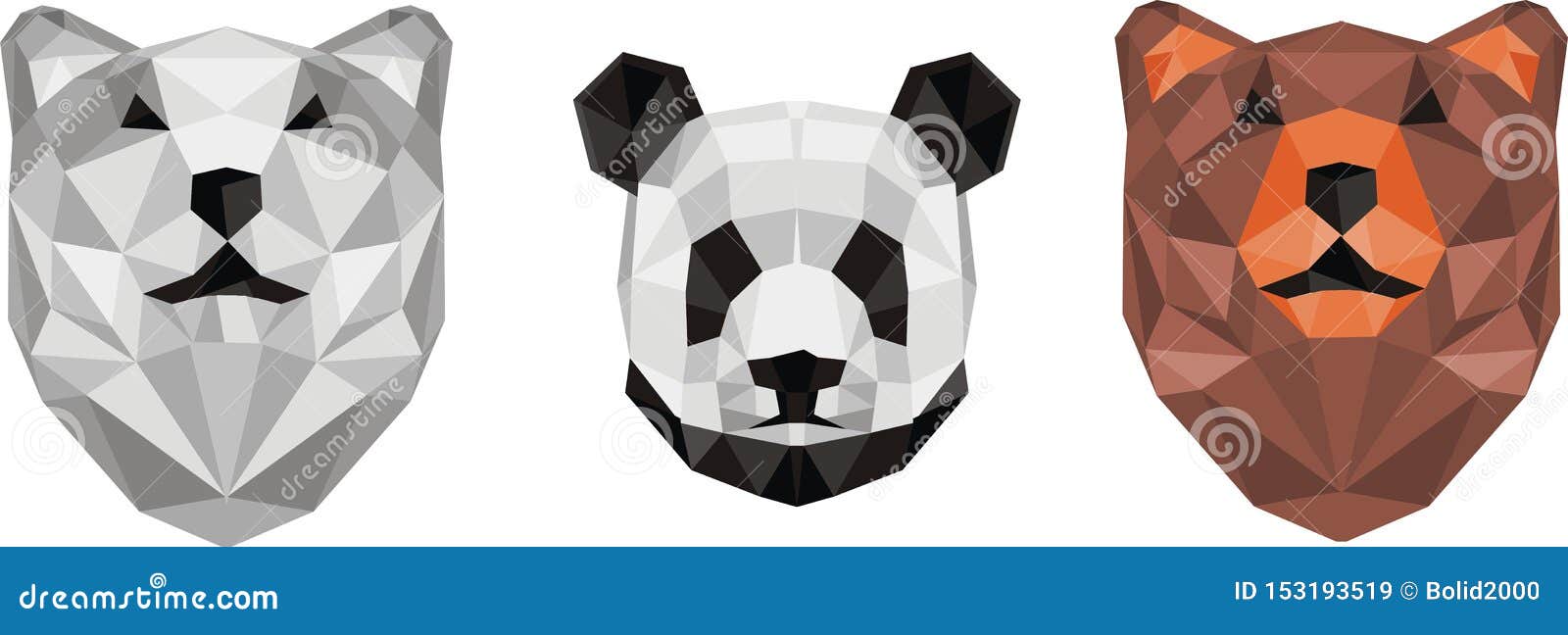 Three different bears stock illustration. Illustration of faces - 153193519