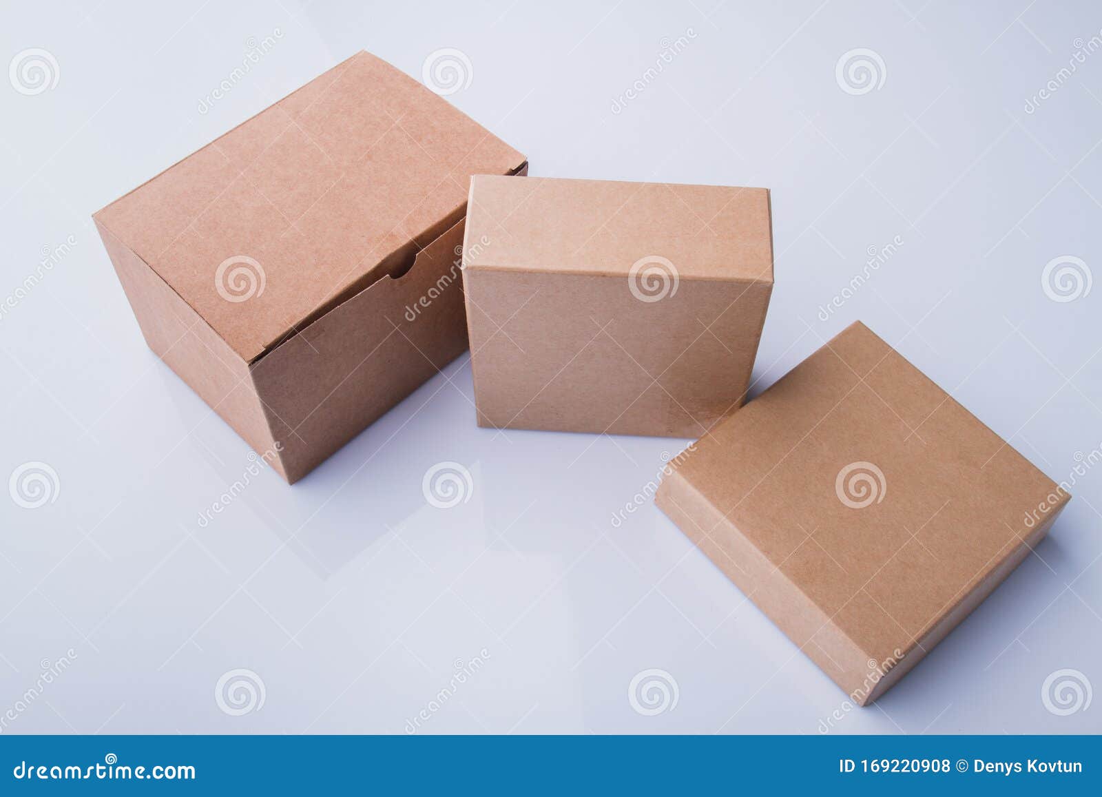 Three Different Beige Cardboard Boxes. Stock Photo - Image of pack ...