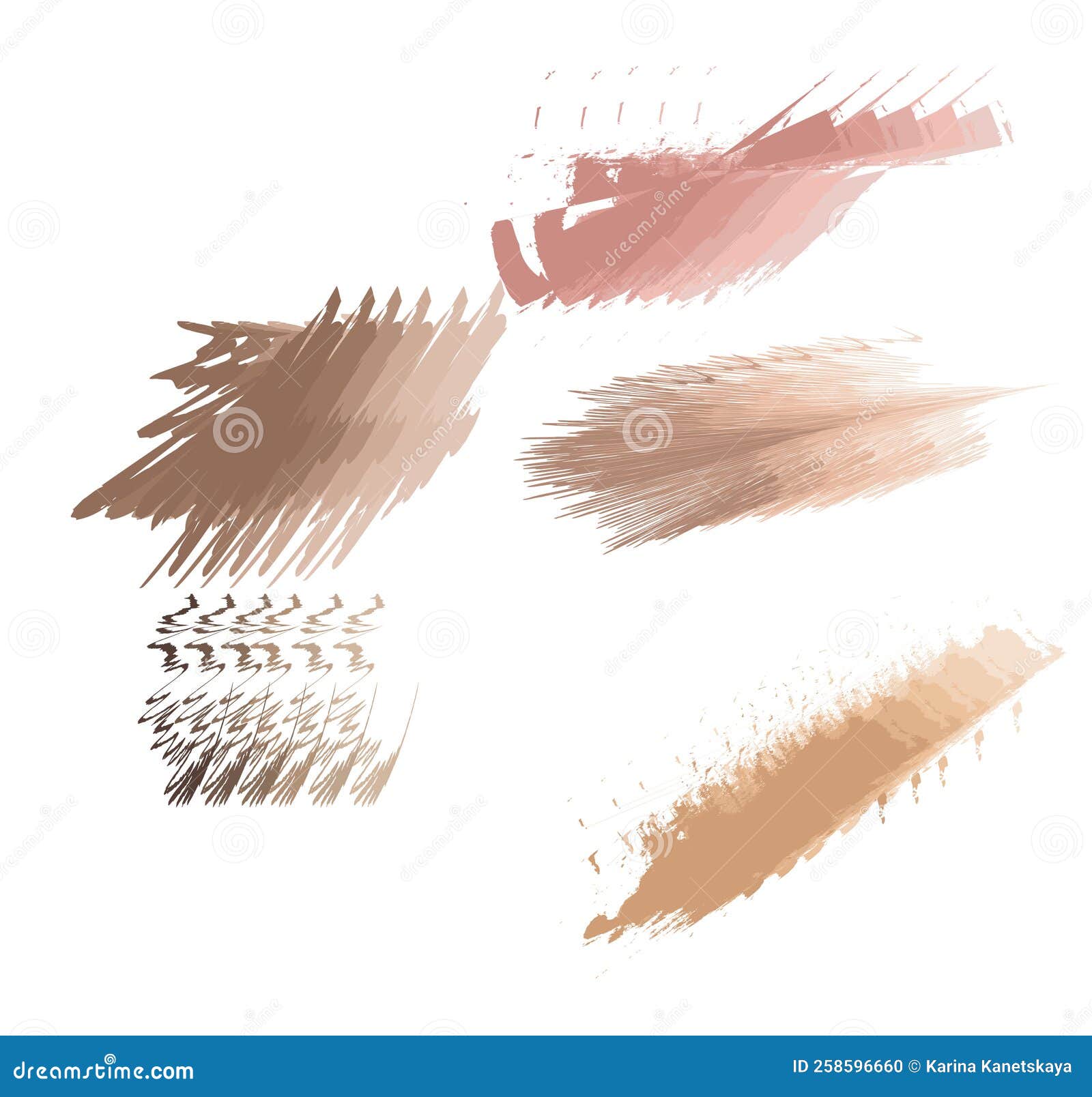 Three Different Brush Strokes of Different Skin Tones on a White ...